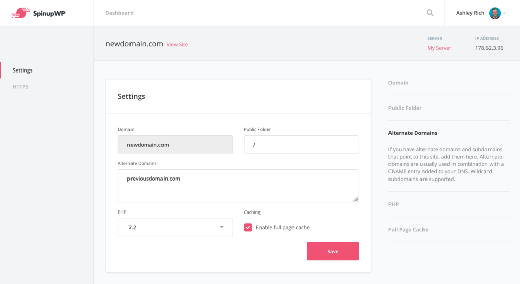 Changing the Primary Domain of a Site - SpinupWP