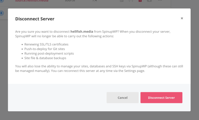 Disconnected Servers - SpinupWP