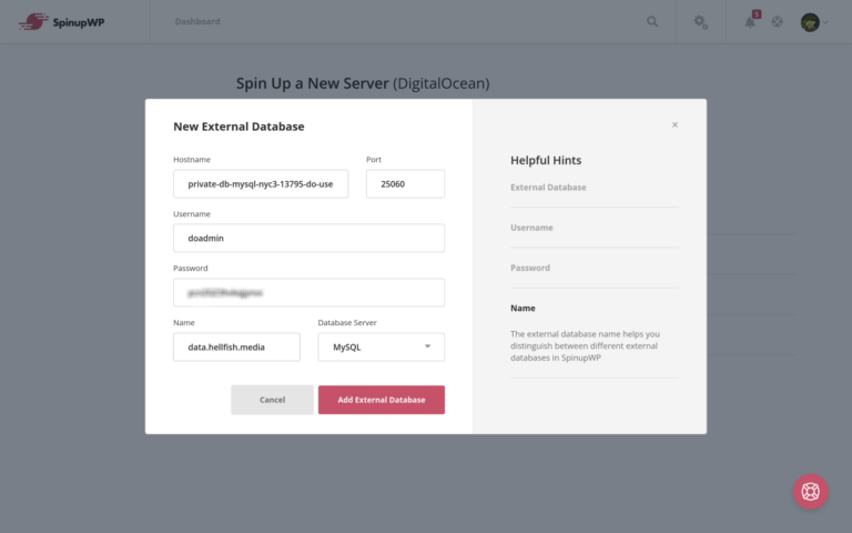 External Databases - SpinupWP