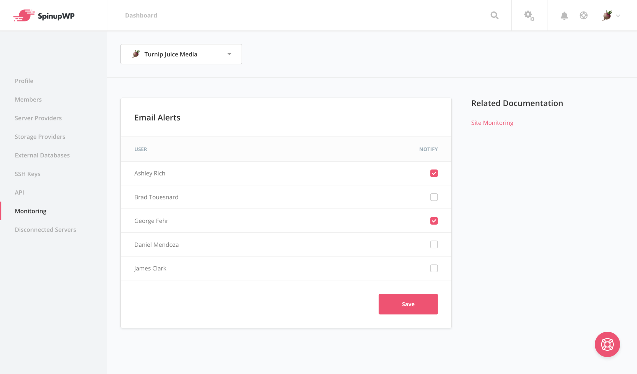 Site Monitoring - SpinupWP