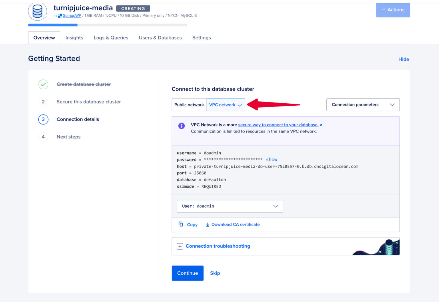 Setting Up a DigitalOcean Managed MySQL Database and Adding It to SpinupWP - SpinupWP