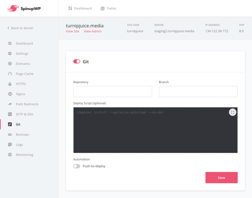 Push-to-Deploy - SpinupWP