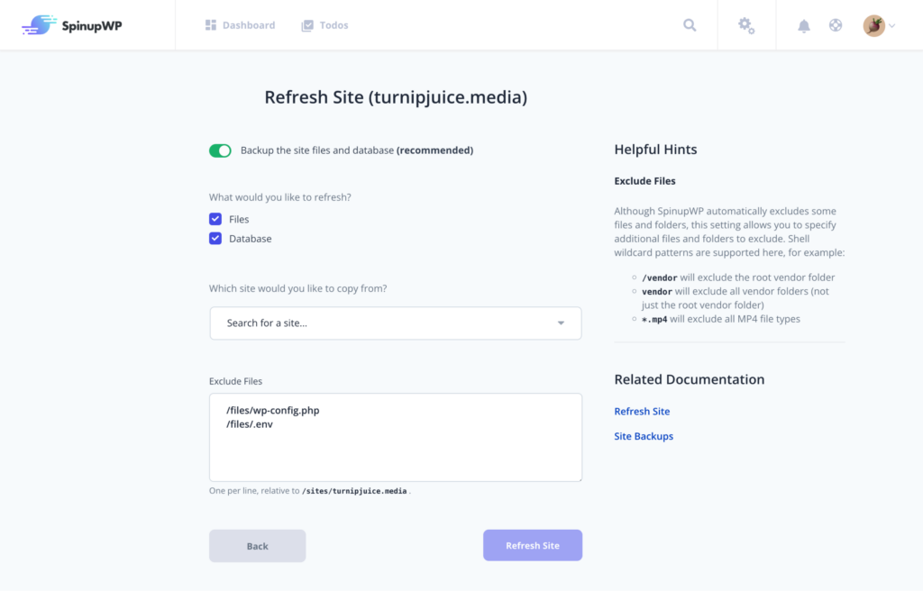 Refresh Site - SpinupWP