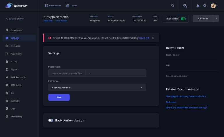 Clone Site - SpinupWP
